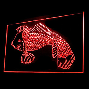 100043 Koi Japanese Fish Traditional Tattoo Shop Studio Home Decor Display LED Light Neon Sign (12&quot; X 8&quot;, Red)