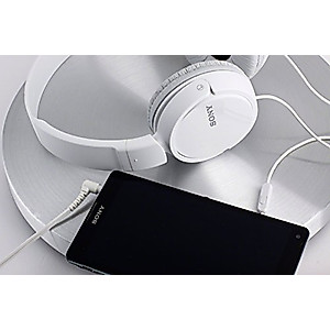 Sony ZX Series Wired On-Ear Headphones with Mic, White MDR-ZX110AP