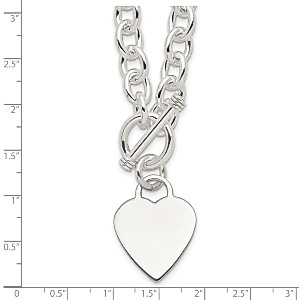 IceCarats 925 Sterling Silver Engraveable Heart Love Link Chain Necklace Toggle Clasp