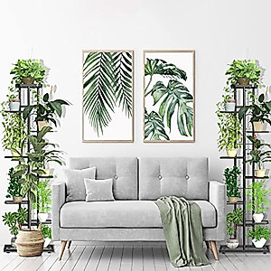 Corner Plant Stand Indoor 8 Tier 9 Potted with Gardening Tools and Gloves, Upgraded Tall Metal Plant Shelf Organizer Outdoor, Multiple Flower Holder Display Rack for Patio, Garden, Balcony, Living Room