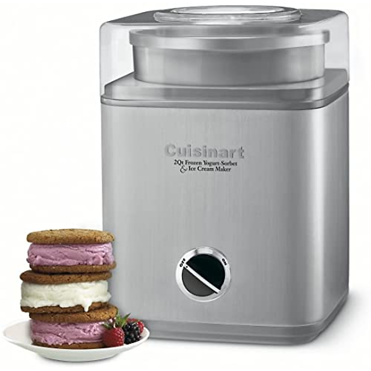 Ice Cream Maker by Cuisinart, Ice Cream and Frozen Yogurt Machine, 2-Qt. Double-Insulated Freezer Bowl, Silver, ICE30BC