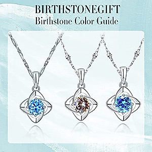 Naixio Pendant Necklaces for Women 4-leaf Clover 999 Sterling Silver with Birthstone Zirconia, Festival Valentine's day Jewelry Gift for Girlfriend Wife Girls (White CZ)