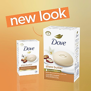 Dove Beauty Bar Soap Shea Butter 4 Count for Nourished, Radiant Skin, Enriches Skin 3.75 oz