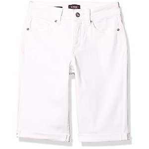 NYDJ Women's Briella Roll Cuff Jean Long Slimming Denim Shorts, Optic White, 14