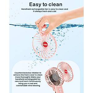 Small Portable Fan Handheld and Rechargeable: Pink Mini Hand Fans 4 Speeds Adjustable Cool Air Wind Multi angle Folding Battery Operated USB Powered Quiet Personal Fans for Women Travel Outdoor Home