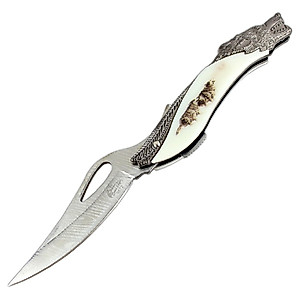 TheBoneEdge 8" Wolf Pattern Handle Folding Knife with Gift Box