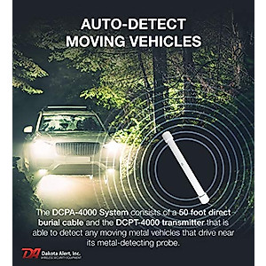 Dakota Alert Wireless Driveway Alarm System DCPA-4000 One Mile Wireless Range, DCR-4000 Receiver & DCPT-4000 Vehicle Detecting Probe Transmitter with Direct Burial Cable | Outdoor Vehicle Sensor Alarm