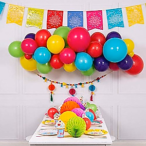 100Pack Balloon Garland & Arch Kit for Fiesta Party -100Pack Latex Balloons, 16 Feets Arch Balloon Decoration Strip for Mexican Party, Taco, Coco Party, Birthday, Baby Shower,Wedding
