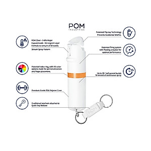 POM Pepper Spray Flip Top Keychain - Maximum Strength OC Spray Self Defenes - 25 Bursts, 10ft Range - Accurate Stream Pattern