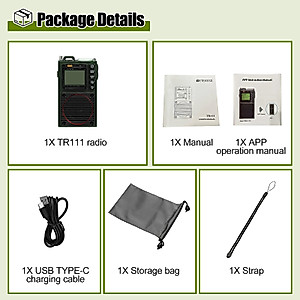 Retekess TR111 Shortwave Radio, Pocket Radio with Bluetooth, AM FM SW VHF WB Radio with APP Control, TF, Recording, Clock, Alarm, Sleep Timer, SOS, Flashlight