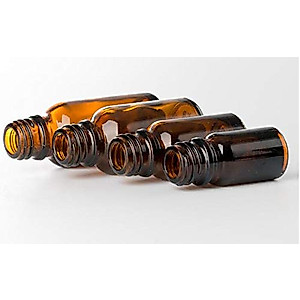 QUUPY 3PCS Portable Amber Glass Graduated Scale Dropping Bottle Vials With Black Rubber Cap And Glass Dropper Pipette For Cosmetic Perfumes Essential Oils Liquids Storage