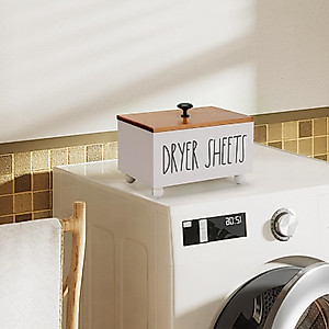Eniffbaa Dryer Sheet Box with Lid, Dryer Sheet Holder Dispenser Container Laundry Room Decor Box for Laundry Room Organization Storage Dryer Sheets, Fabric Sheet, Dryer Balls Good Gift