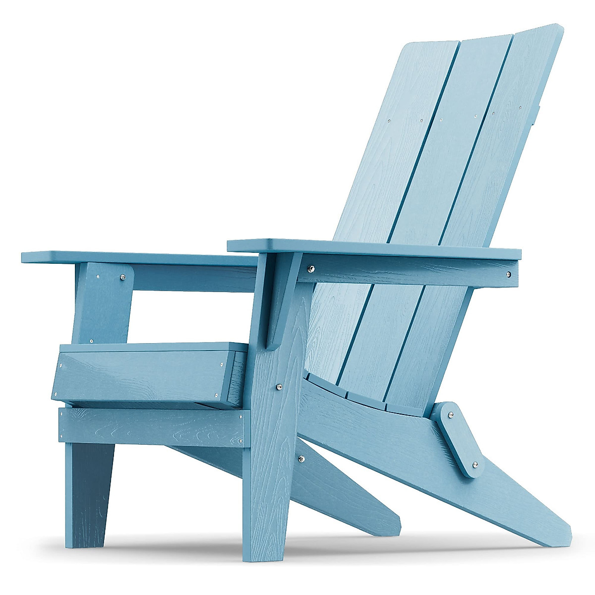 YEFU Folding Modern Adirondack Chair Plastic, 1s Expand/Store Upgrade Unlocked Weather-Resistant, Poly Lumber Outdoor Chairs Stacked, Widely Used in Outside Patio, Lawn, Deck, Garden Chairs (White)