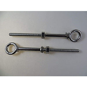 US STAINLESS 2 Pieces Stainless Steel 316 Eye Bolt 1/4" x 4" UNC Short Thread Marine Grade Pitch of 20