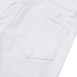 JEANIR Women's High Waisted Stretchy Super Skinny Jeans Black Leggings Casual Pants White Tights with Pockets (White, Large, l)