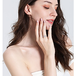 TIGRADE 2CT Criss Cross Promise Ring for Women Cubic Zirconia Engagement Ring CZ Statement Wedding Band Size 3-12, Silver, Size 8