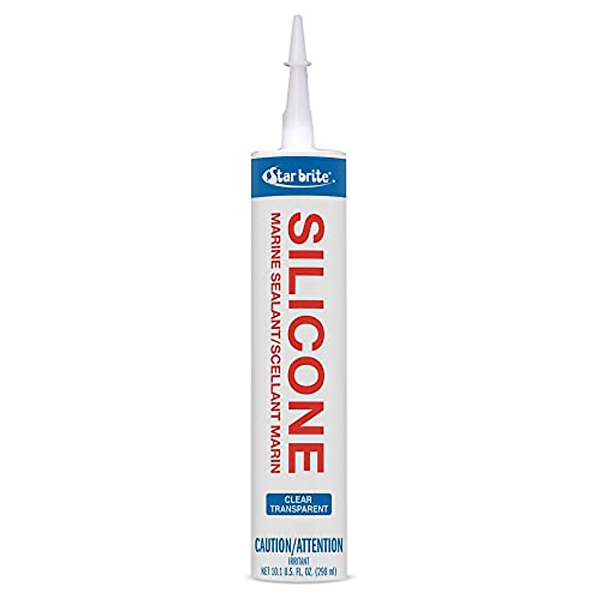STAR BRITE Marine Silicone Sealant - Clear 10.1 Oz - Waterproof, Durable, UV Resistant, for Fiberglass, Metal, Wood, Glass, Ceramic & More (082122)