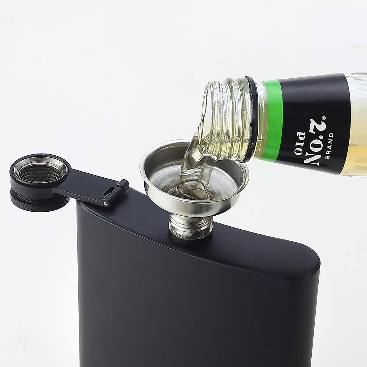 YFS 12 Oz Hip Flask for Liquor Matte Black Stainless Steel Leakproof with Funnel, Great Gift Idea Flask
