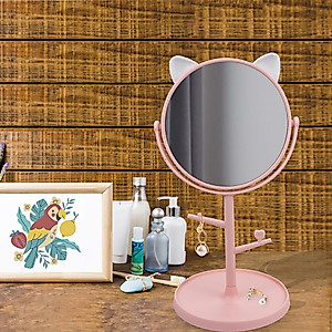 Nonebranded Desk Mirror for Makeup&Freestanding Pink Mirror, Folding Design for Tabletop