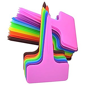 HOVEOX 200 PCS 10 Color Plastic Plant Tags, T-Type Markers Nursery Garden Labels Stakes for Gardening Green House Humidity Dome Orchard Botanical Garden Assorted Color