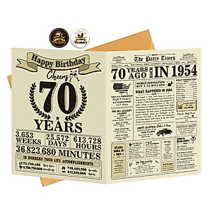 Ogeby Funny 70th Birthday Gifts for Women Men, Jumbo 70th Birthday Card for Dad Mom Grandma, Gifts for 70 Year Old Woman Man, Vintage Back in 1954 Birthday Cards Gifts, 70th Birthday Decorations