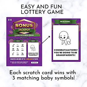 Zoschie Grandparents Baby Announcement Scratch Off Lottery Tickets, 2 Pack with Envelopes, Multicolor