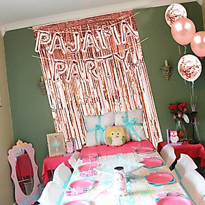 Pajama Party Decorations Rose Gold Pajama Party Balloons Banner Girls Slumber Sleepover Birthday Party Decor, PJ Mask Spa Pajama theme Party Supplies