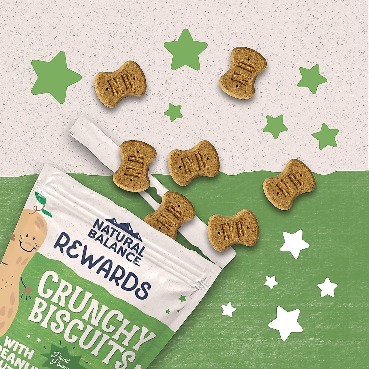Natural Balance Limited Ingredient Rewards Crunchy Biscuits, Vegetarian Dog Treats for Adult Dogs of All Breeds, Peanut Butter Recipe, 14 Ounce (Pack of 1)