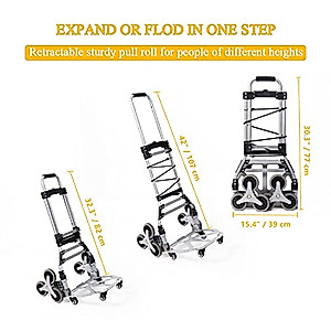 Stair Climbing Cart Hand Truck- HL Home-Link Shopping Cart Portable Folding Heavy-Duty 170 LB Load Capacity Trolley Luggage Delivery Hand Truck with Silent Wheels