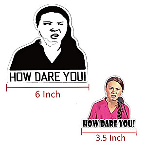 Aokannavi Greta Thunberg How Dare You Laptop Window Car Bumper Helmet Water Bottle - Sticker Graphic - Weatherproof & Long Lasting Sticker (2 Pieces)