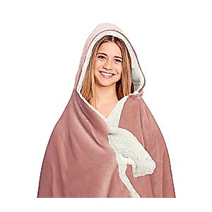 Work from Home - Hooded Shiny Velvet Throw, 50" x 60" (Velvet Blush)