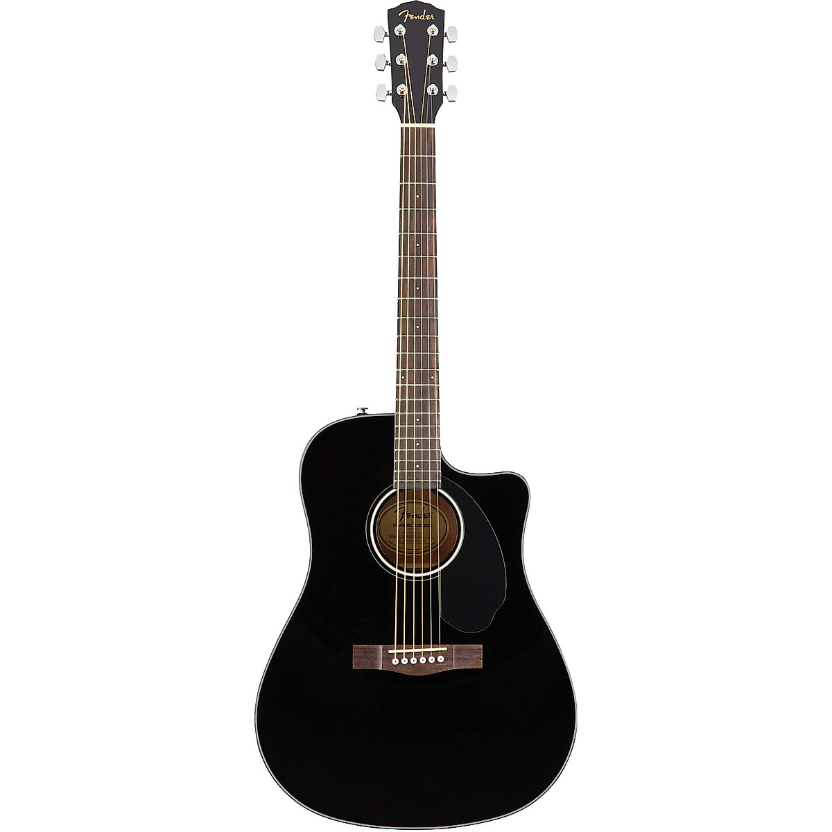 Fender CD-60SCE Solid Top Dreadnought Acoustic-Electric Guitar - Black Bundle with Hard Case, Instrument Cable, Tuner, Strap, Strings, Picks, and Austin Bazaar Instructional DVD