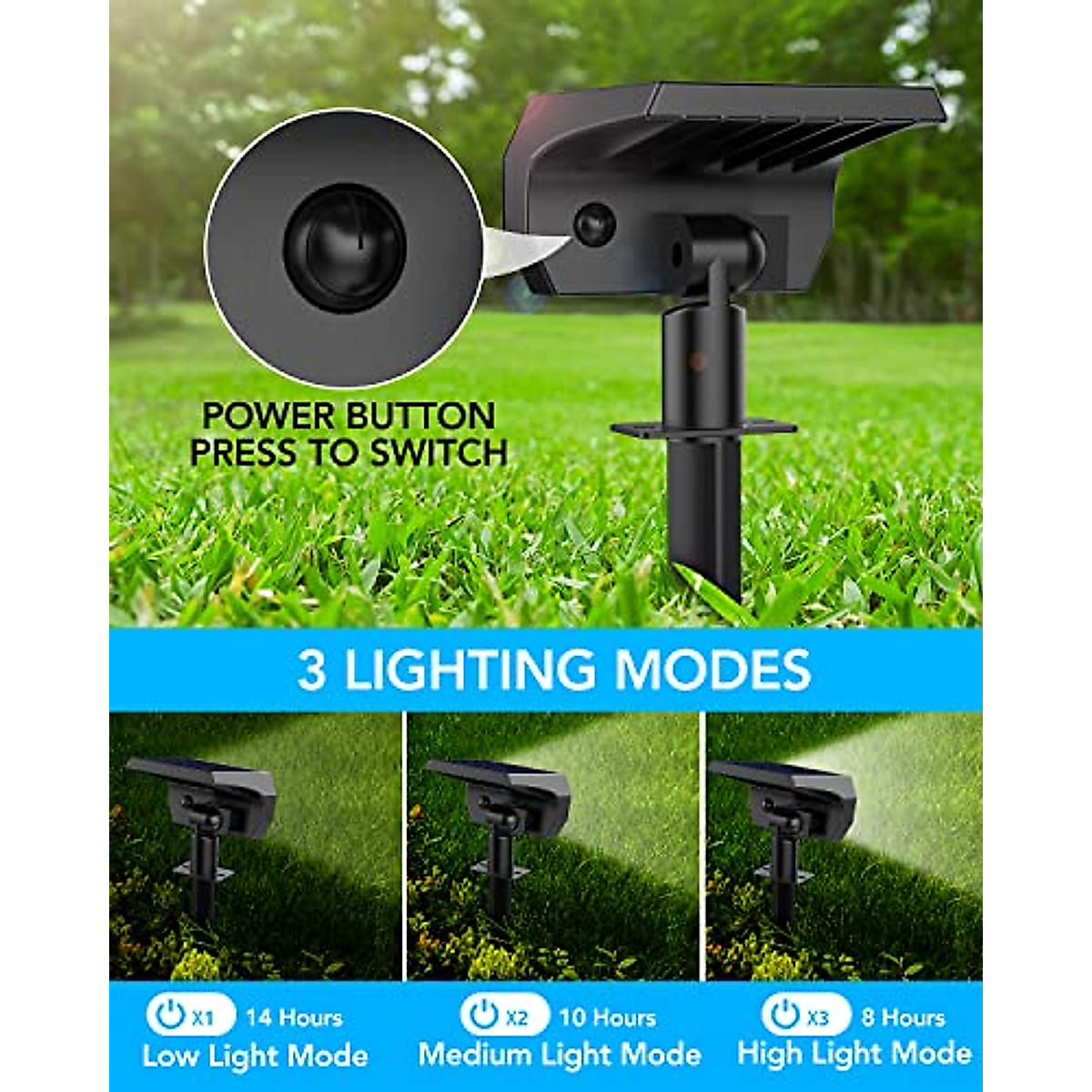 Kaxiida Solar Lights Outdoor Waterproof, 56 LED Solar Garden Pathway Lights, 3 Lighting Modes Solar Powered Landscape Lights Wall Lights in One- White, 6 Pack