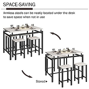 Dining Table Set for 4, 5 Pieces Kitchen Table and Chairs for Small Spaces, Bar Table and Chairs Set, Person Counter Height Table Set with 4 Chairs for Pub Restaurant Dinner Breakfast(Oak)