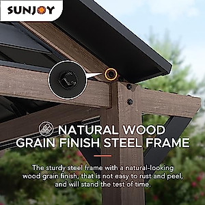 Sunjoy Hardtop Gazebo 13 x 13 ft. Outdoor Galvanized Steel Gazebo with Metal Gable Roof and Ceiling Hook, Suit for Patio and Backyard by SummerCove, Black