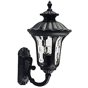 Glass Wall Lantern Lights European Retro Industrial Aluminum Wall Sconce Villa Street Home Garden Balcony Decorative Wall Lamps Outdoor Waterproof Vintage Creative E27 (Color : Black)