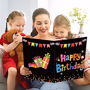party greeting Jumbo Birthday Card Giant Guest Book Black Happy Birthday Party Decorations Supplies Gifts for Boys Girls -Large 14 x 22 inches