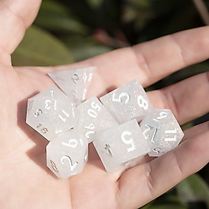 DND Dice Set MINI PLANET DND Dice Set for Dungeons and Dragons Sharp Edge DND Dice Resin DND Dice Polyhedral Dice Set Opal Color DND Dice Set Arctic Snow