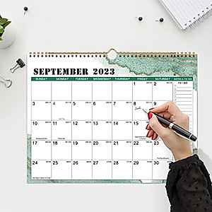 2023-2024 Calendar - 18 Monthly Calendar with Thick Paper, 14.6" x 11.5", Jan. 2023 - Jun. 2024, Twin-Wire Binding + Hanging Hook + Unruled Blocks with Julian Date, Horizontal - Pink