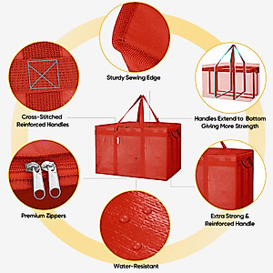 BALEINE Insulated Reusable Grocery Bags, Collapsible Cooler Bag for Groceries, Heavy Duty Large Insulated Bag (XXX-Large, Urban Gray)