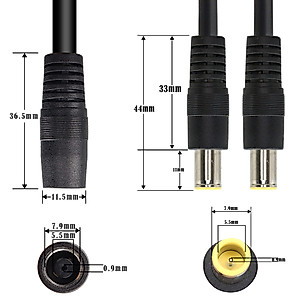 GINTOOYUN DC7909 Y Splitter Adapter Cable 14AWG DC 8mm 1 Female to 2 Male Power Cord for Portable Power Station, Solar Panel, Solar Power Bank,etc(60CM 2FT) Black