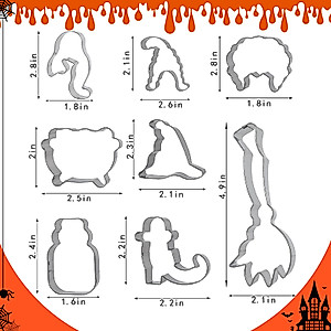 AnyDesign 8Pcs Halloween Witch Biscuit Cutters Set Stainless Steel Biscuit Cutters Reusable Witch's Hat Shoe Broom Pot Shape Cookie Cutters for Halloween Party Supplies Cookie Baking Decoration