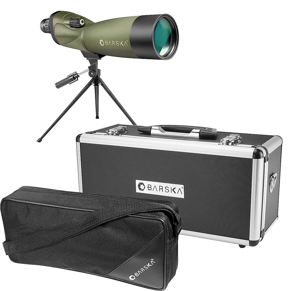 Barska AD10350 Blackhawk 20-60x60 Waterproof Spotting Scope with Tripod & Case for Birding, Target Shooting, etc, Green