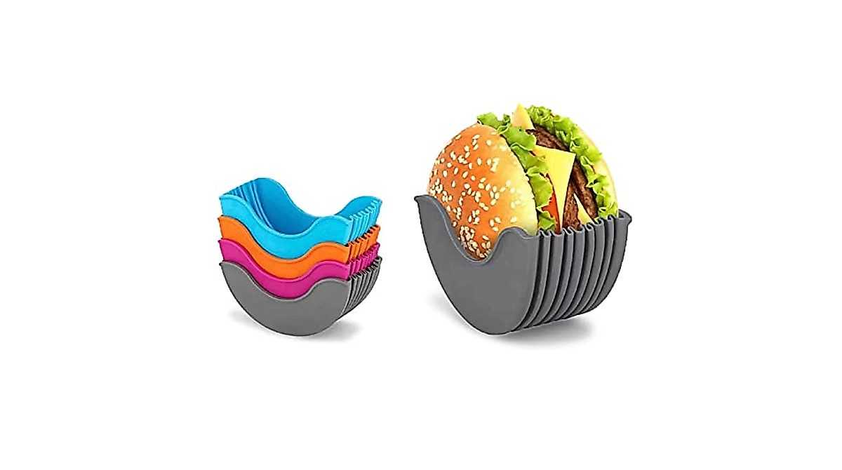 Adjustable Silicone Burger Holders - 4 Reusable Clips