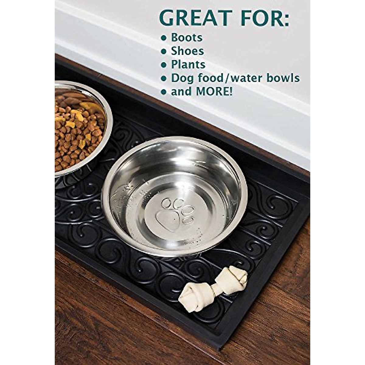 BIRDROCK HOME Rubber Boot Tray - 34 inch Decorative Boot Tray for Entryway Indoor - Shoe Tray