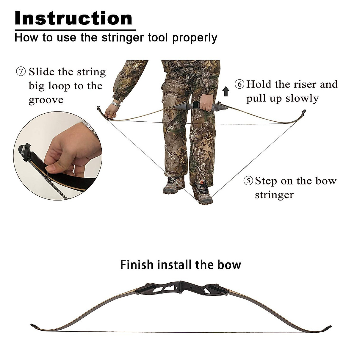 ASDW Archery Stringer Recurve Stringer Bow String Tool Bow Stringer Protective Sringer for Longbow Tool Limbsaver Stringer Tool