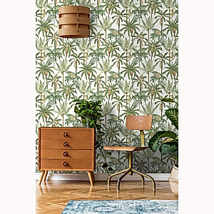 World of Wallpaper Amazonia Monkey Tropical Exotic Palm Trees Jungle Animal Print Wallpaper White WOW043