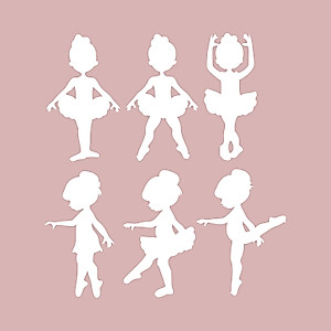 Set of 6 Vinyl Wall Art Decal - Little Ballerina Girls - from 11" to 9" Each - Cute Tiny Dancer Toddlers Teens Home Bedroom Playroom Nursery Apartment Indoor Decor Design (from 11" to 9" Each, White)