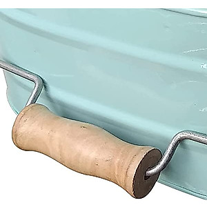 Homebia Designs Galvanized Metal Caddy with 4 Compartments, Rustic Farmhouse Kitchen Indoor Outdoor Picnic Utensil Holder, Multipurpose Storage Bin, Metal Garden Planters - 12 Inch - Aqua
