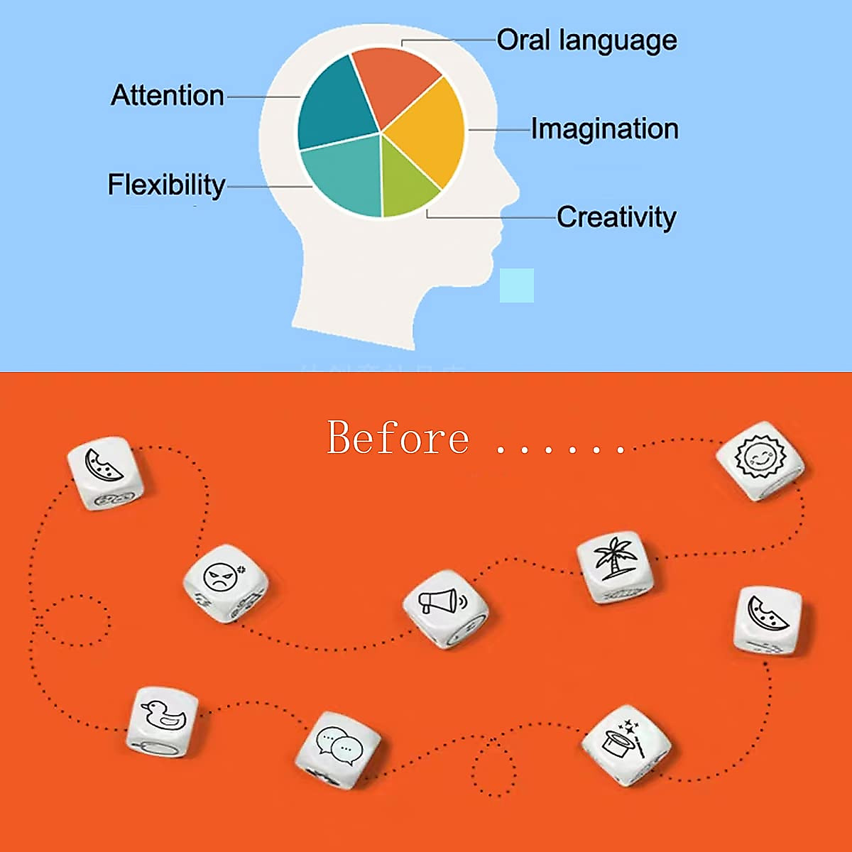 Mbarbs Happy Story 9 Cubes Bundle Dices Iron Box Storage Design Creative Kids Game Storytelling Game for Kids and Adults